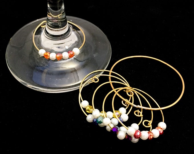 Beaded Wine Glass Stem Charms - Set of 6 (MX-13007-012) - Etsy