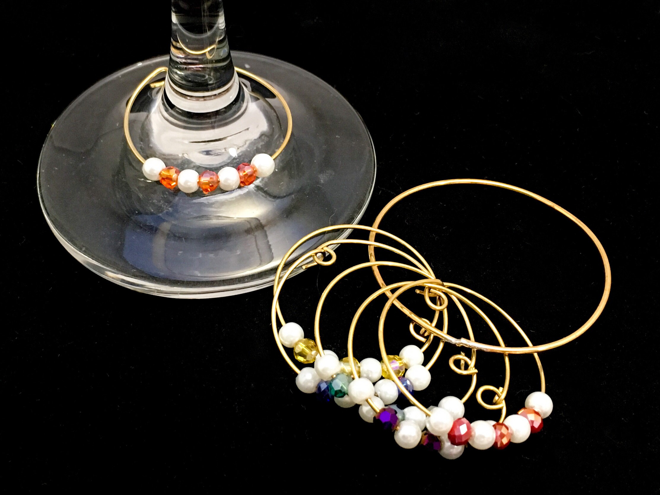 Beaded Wine Glass Stem Charms Set of 6 MX-13007-012 - Etsy