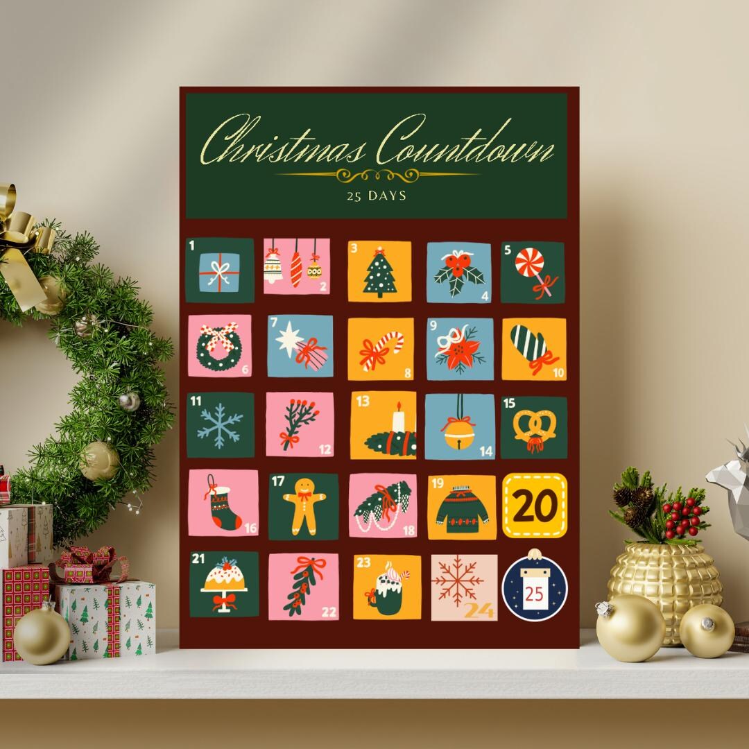 Christmas Countdown Calendar Printable (digital Download) - Etsy
