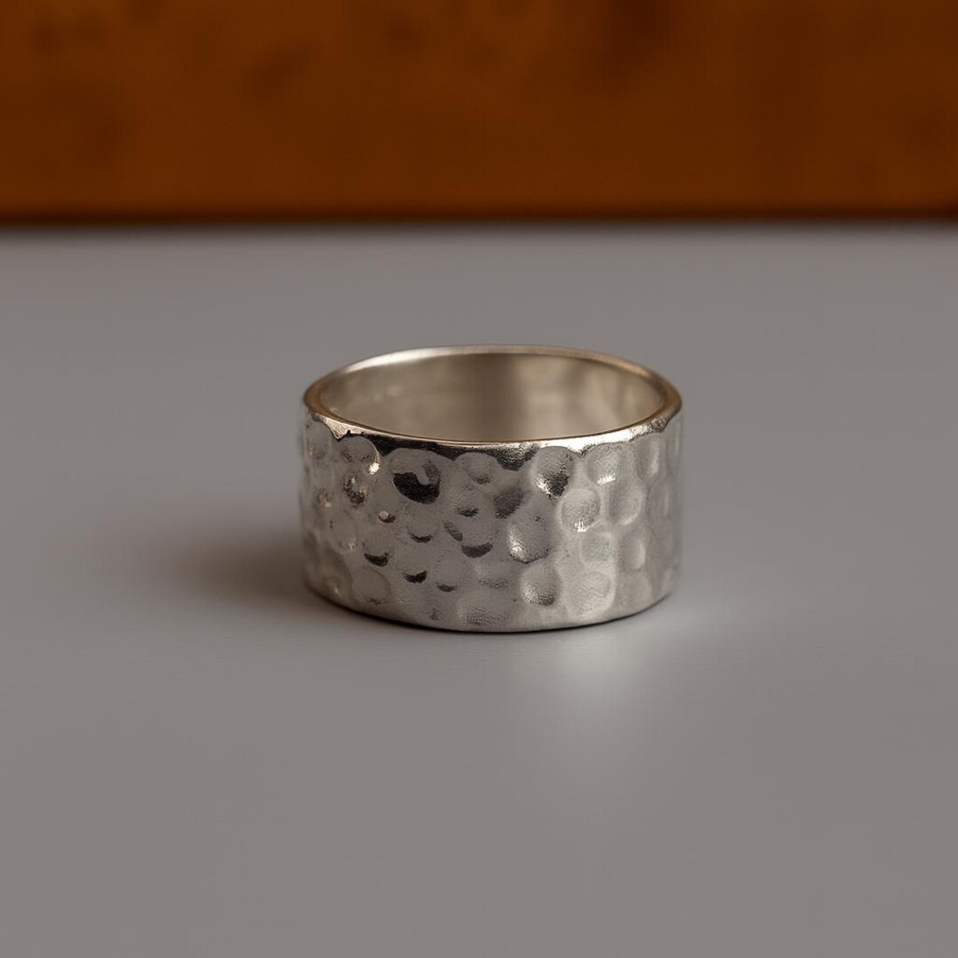 Wide Hammered Sterling Silver Band Ring, Rustic Unisex Jewelry - Etsy