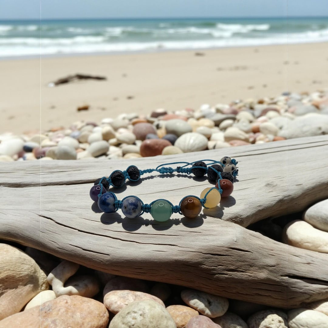 Seven Chakra Macrame Bracelet: Adjustable Gemstone Healing Jewelry - Etsy