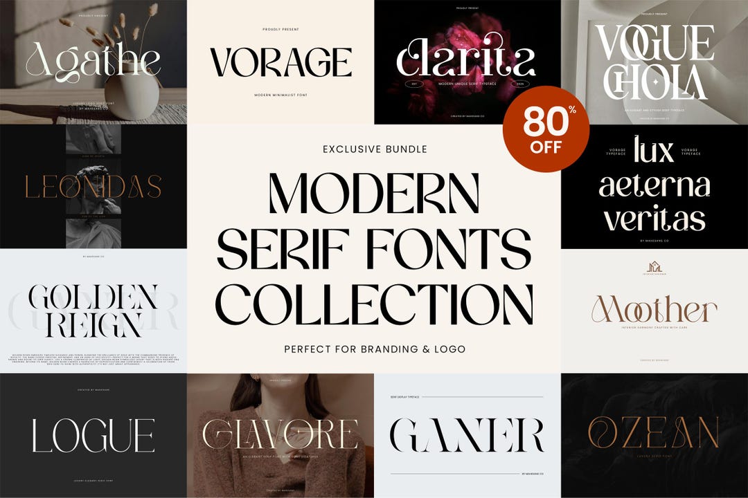 Modern Serif Fonts Bundle Collection - Elegant Fonts for Branding ...