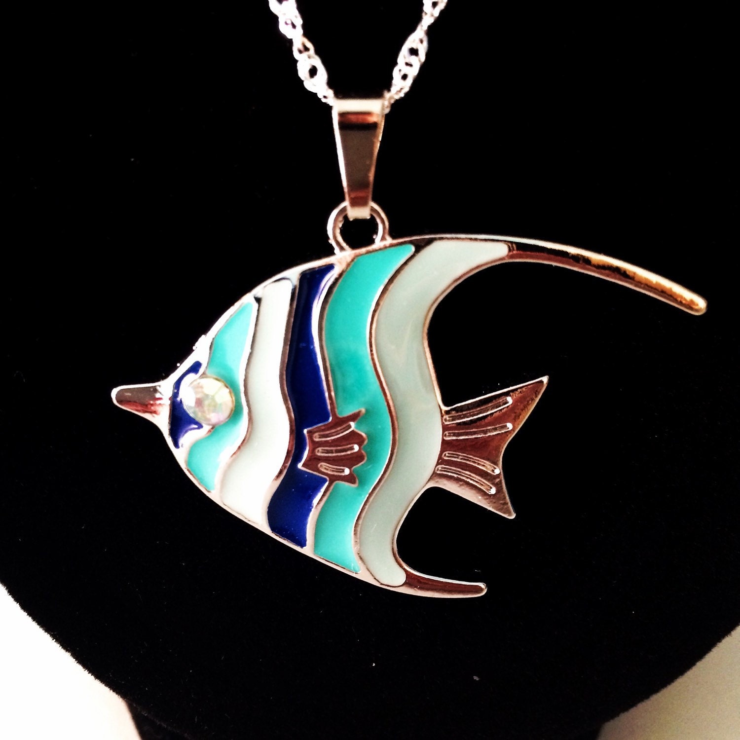 Multicolored Blue Fish Crystal Necklace - Etsy Israel