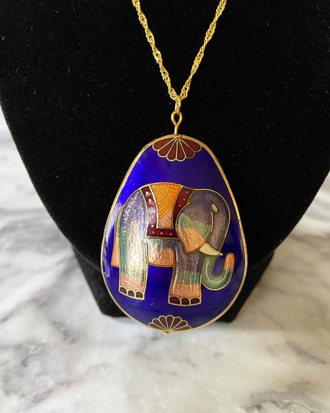 Vintage Large Puffy Blue Multicolored Elephant Egg Shaped Cloisonne ...