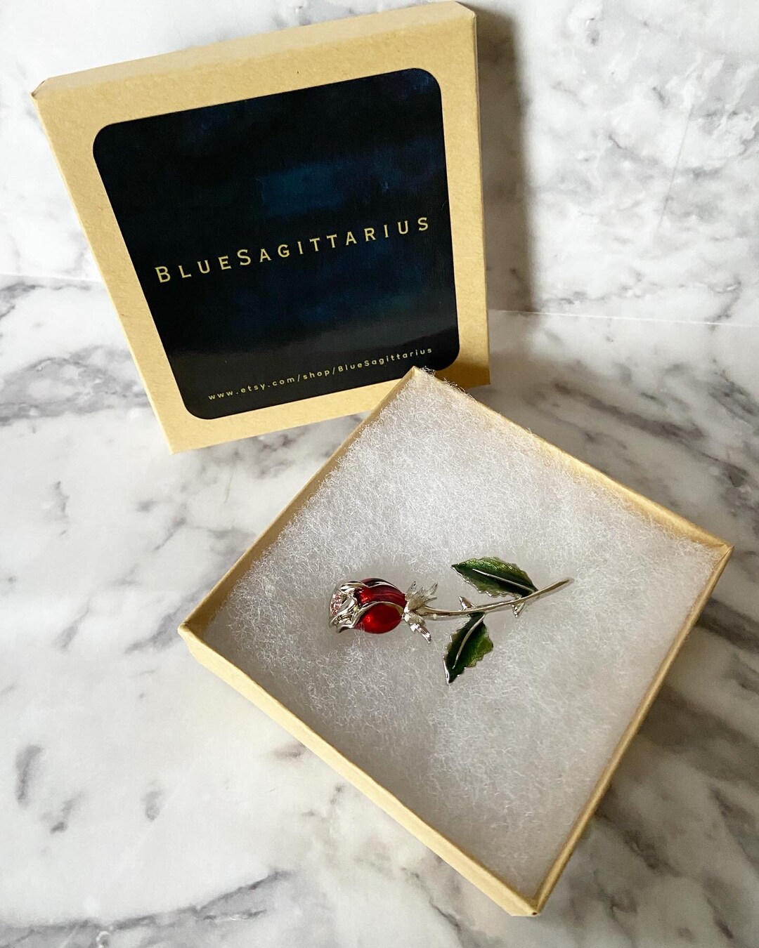Vintage Single Rose Brooch With Pink Crystals - Etsy