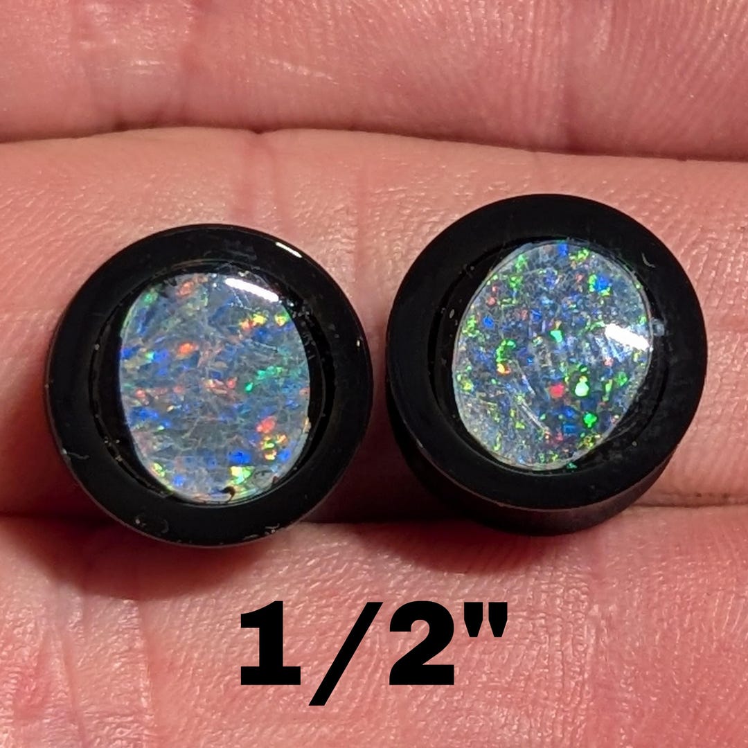 Ear Gauge Plugs 1/2 Ga 12 Mm Solid Black Acrylic Natural Australian ...