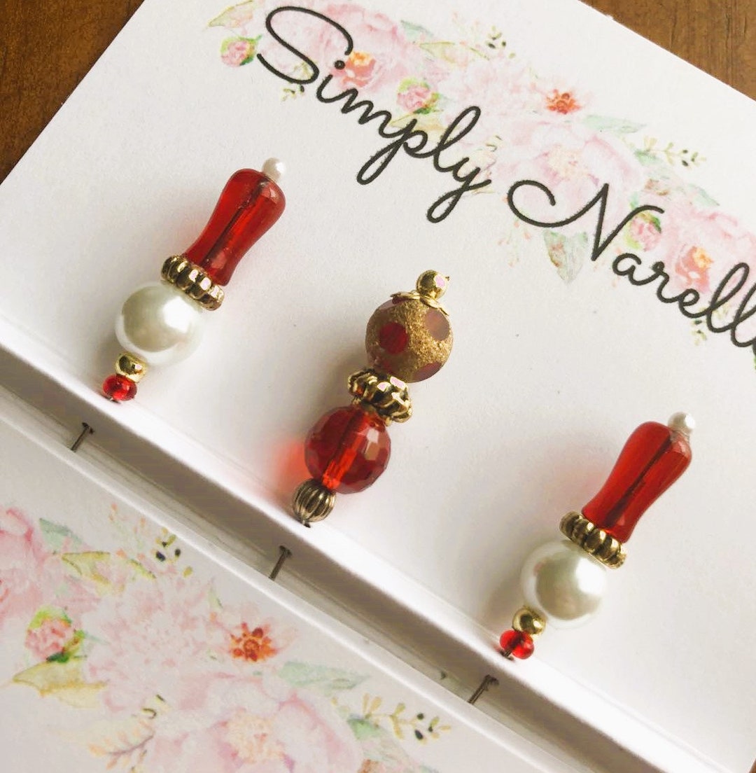 Red and Gold Counting Pins for Cross Stitch, Decorative Pins for Pin ...