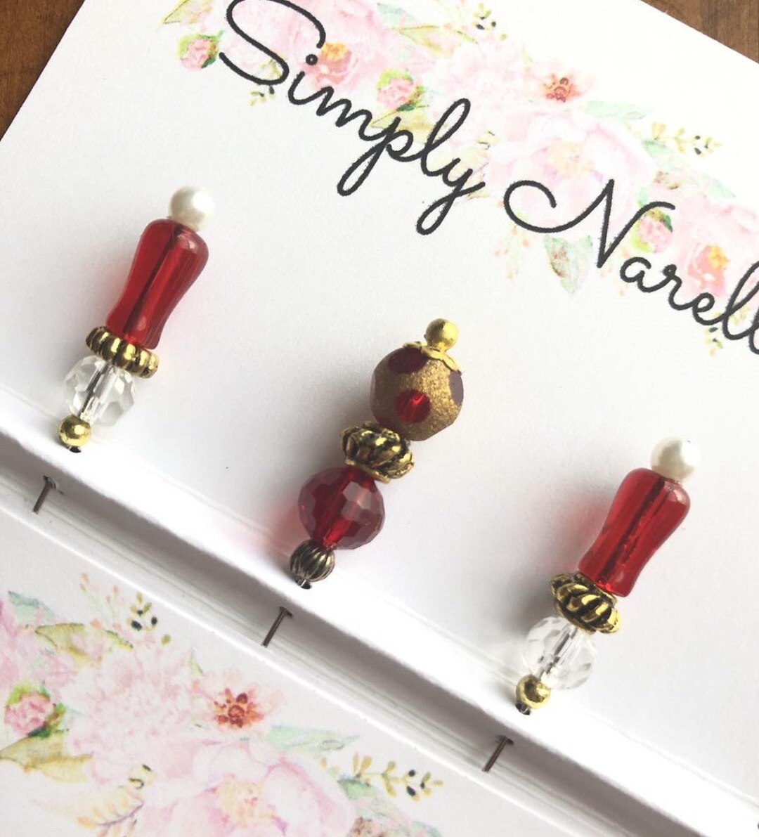 Red and Gold Counting Pins for Cross Stitch, Decorative Pins for Pin ...