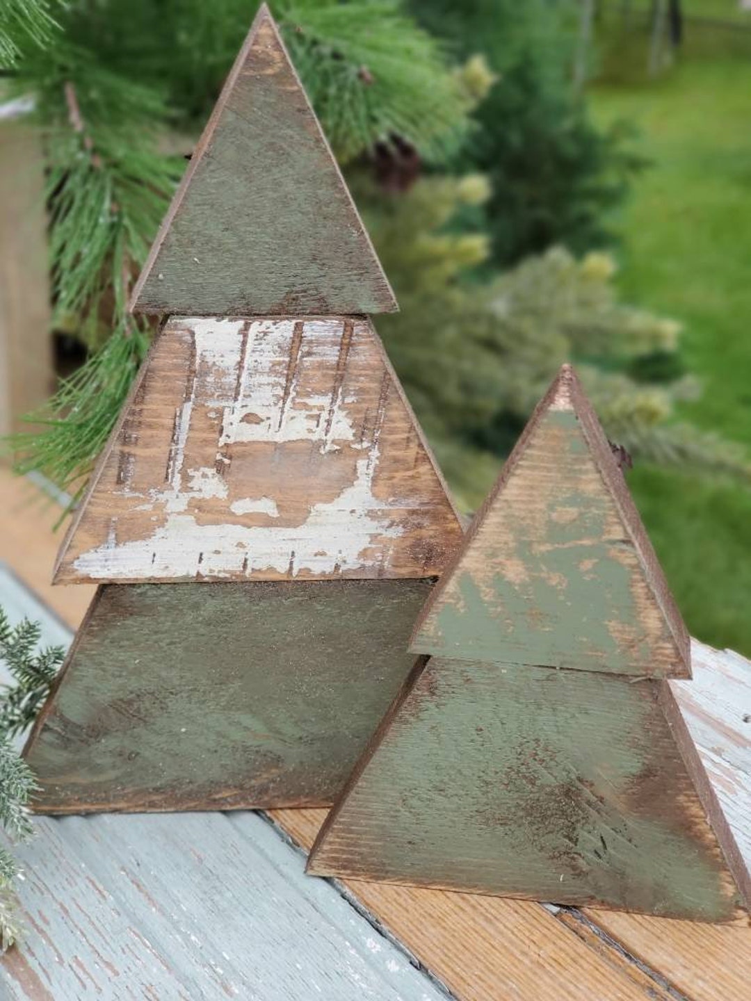 Mini Wood Christmas Trees Small Farmhouse Trees Holiday Decor Rustic ...