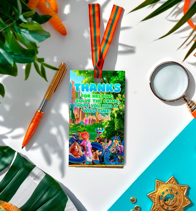 Zootopia Birthday Thank You Tag: Zootropolis Favor Tag Template ...
