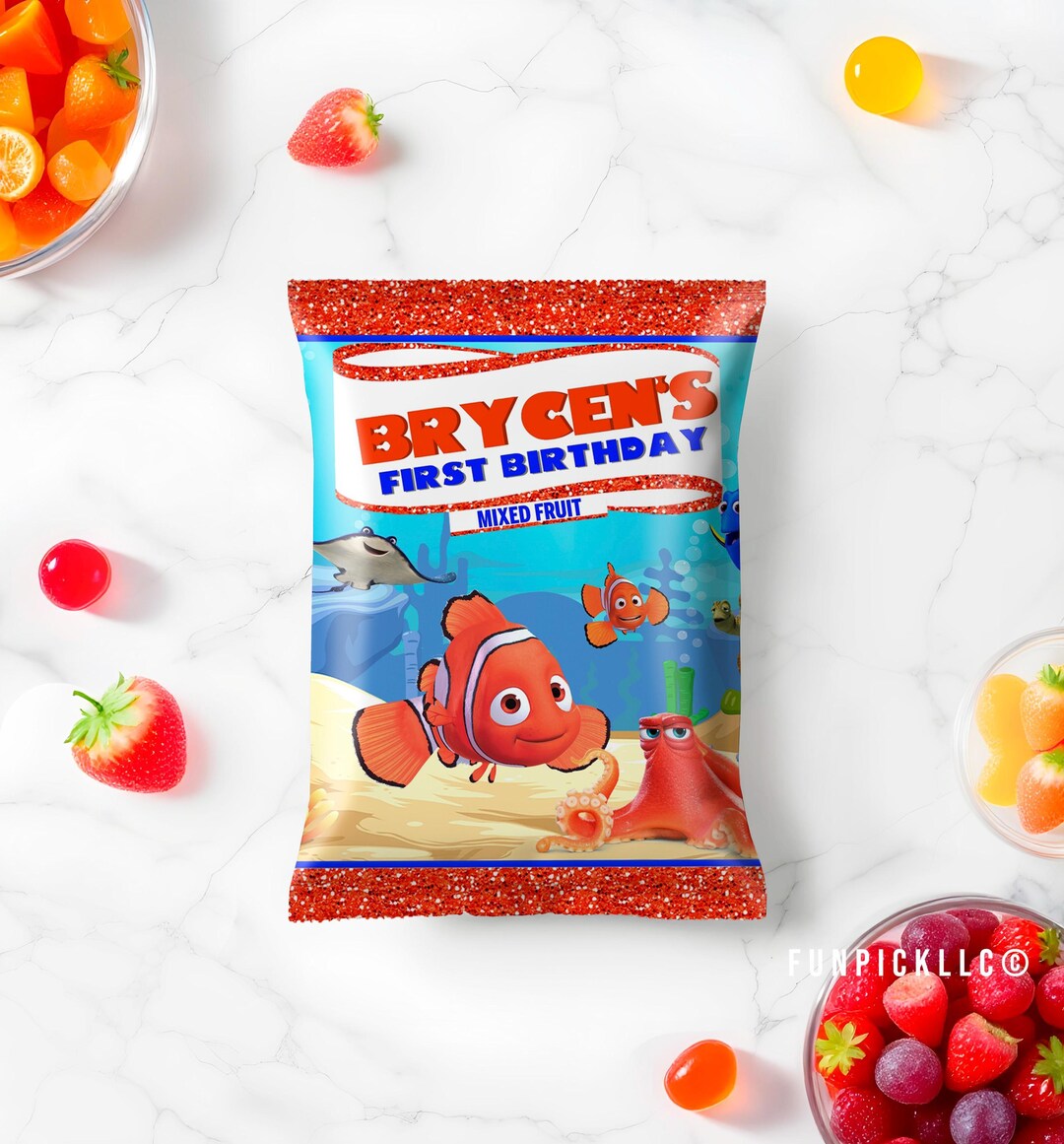 Finding Nemo Fruit Snack Wrappers: Editable Birthday Party Favors ...