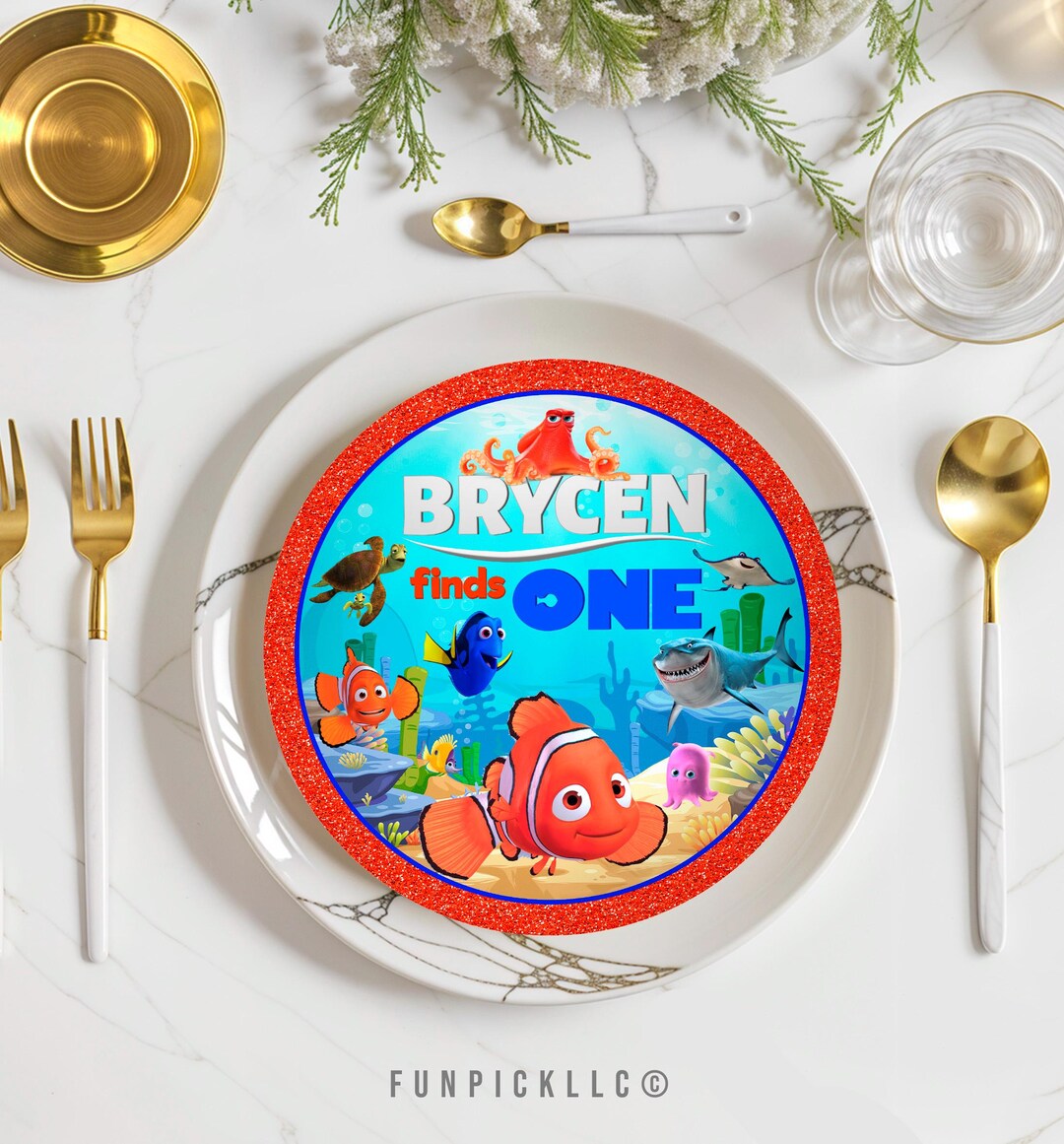 Finding Nemo Birthday Plate Decor: Editable Ocean Table Decor for DIY ...