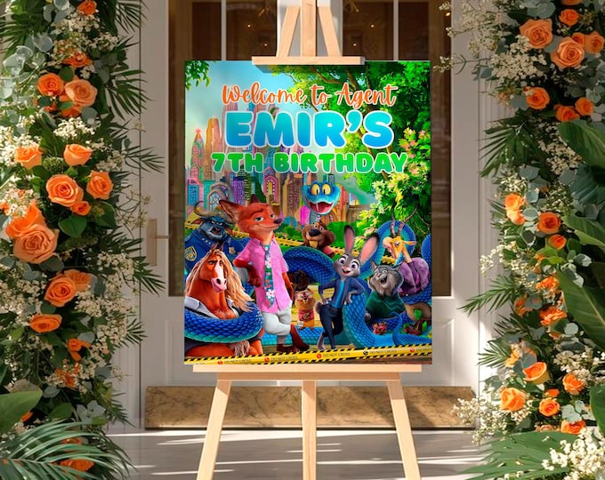 Zootopia Welcome Sign: Door Poster Entrance Birthday Party Decor ...