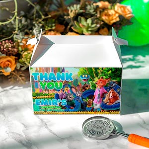 Zootopia Gable Box Label: City Animals Party Favor Box, (digital ...