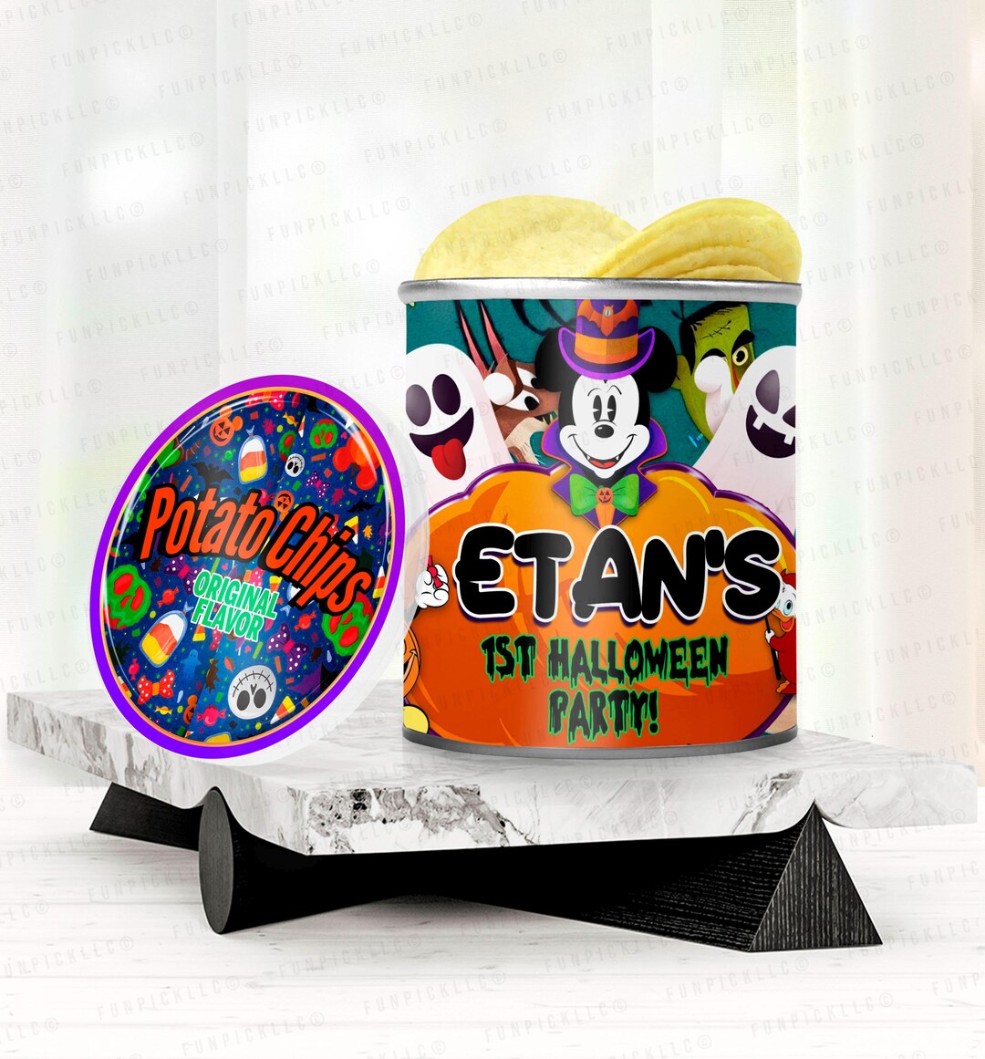 Mickey Birthday Potato Chips Sticker: Halloween Can Labels (digital ...