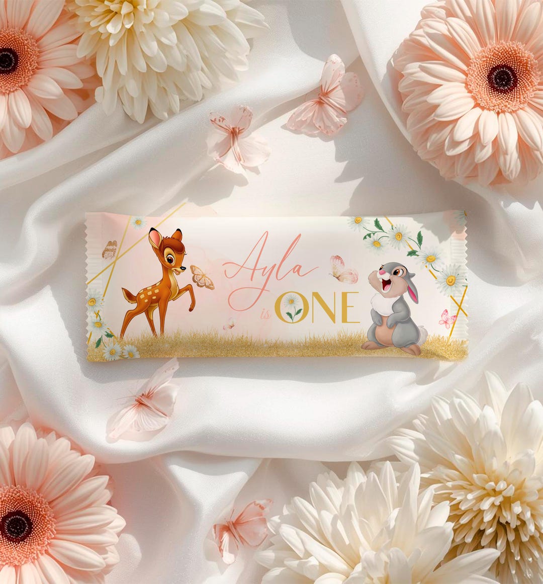Bambi Birthday Chocolate Bar Wrap: Woodland Wrapper in Canva (digital ...