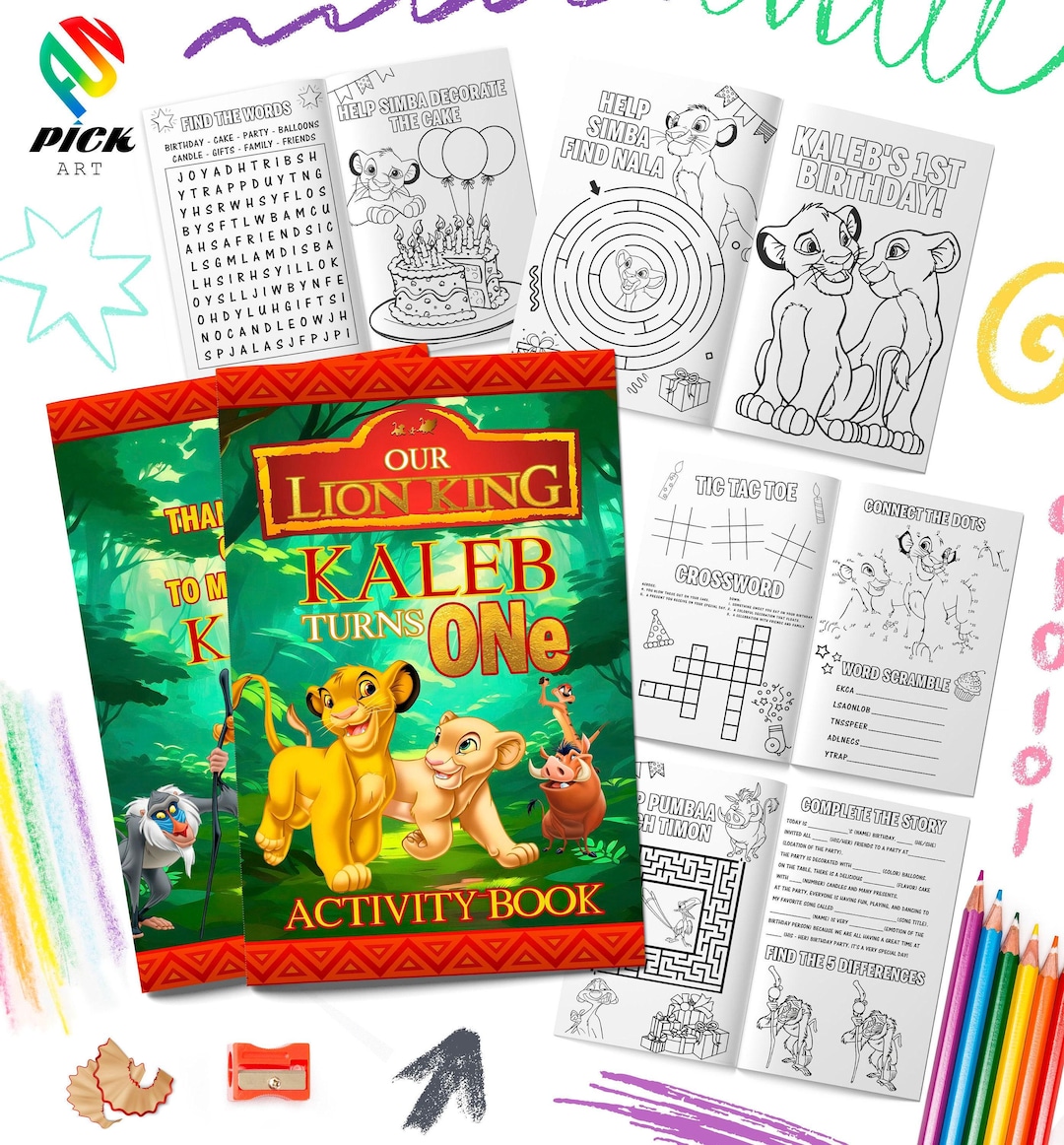 Lion King Activity Book: Simba Coloring Pages (DIY File, Editable Text ...