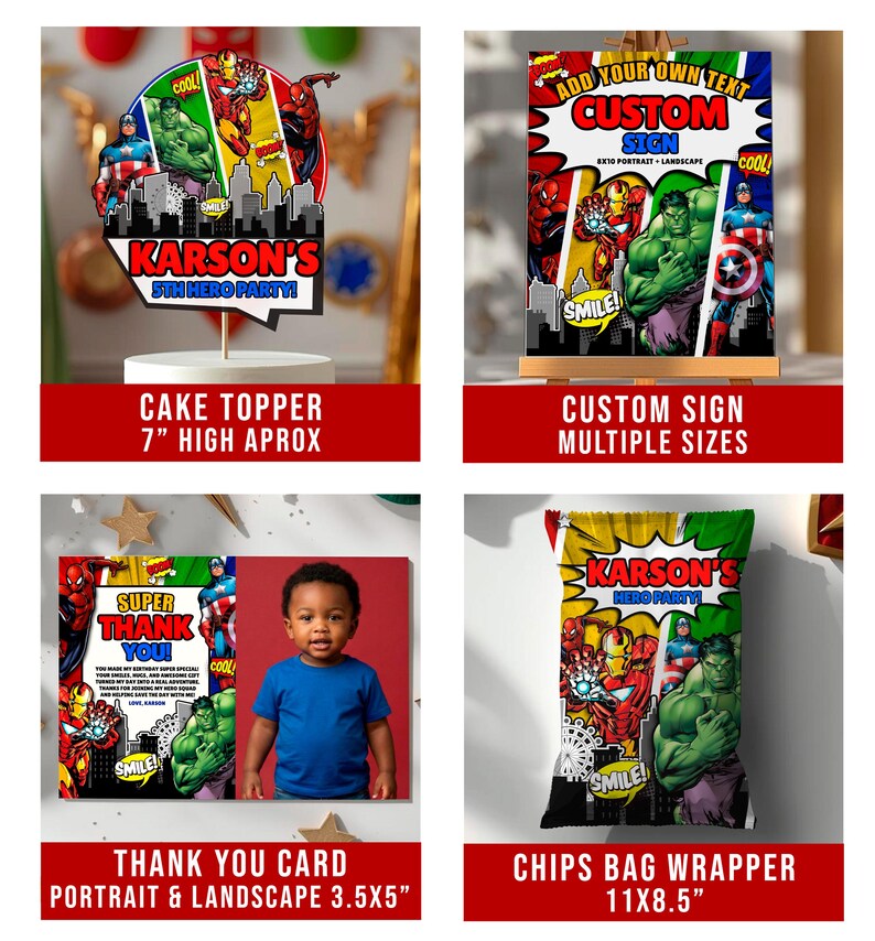 Super Hero Birthday Bundle: Comic Book Template (digital Download ...