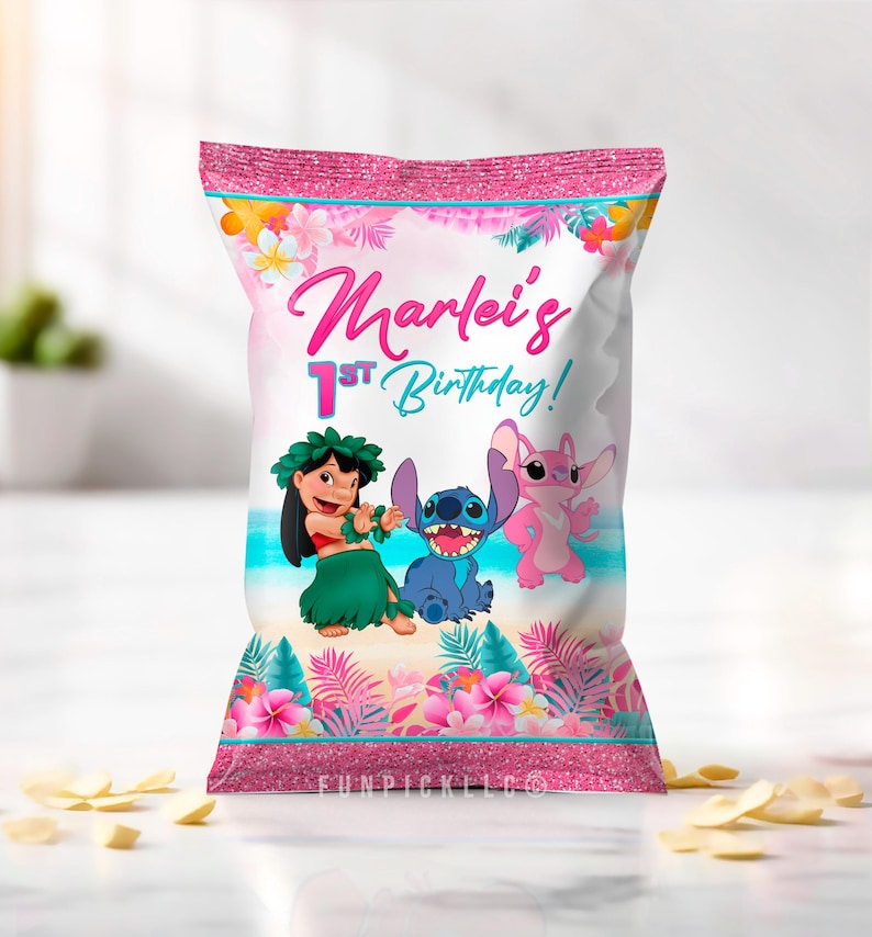 Lilo and Stitch Chip Bag Template: DIY Birthday Party Favor (digital ...