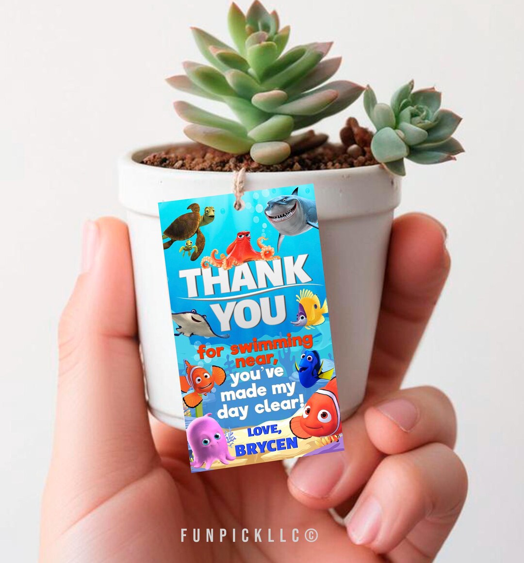 Finding Nemo Thank You Tag: Editable Birthday Favor (digital Download ...