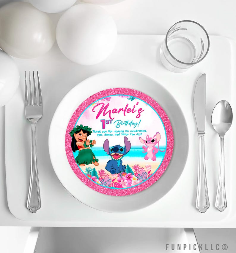 Lilo and Stitch Birthday Plate Insert: Stitch Table Decor for DIY ...