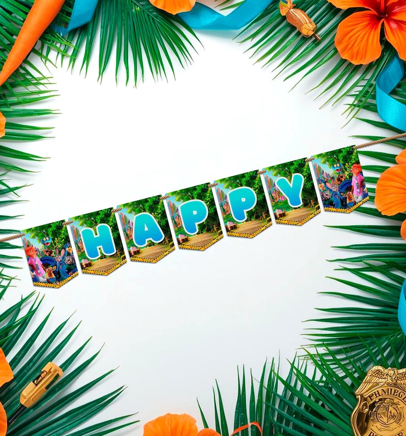 Zootopia Birthday Banner: Bunting Garland, Jungle City Party Decor ...