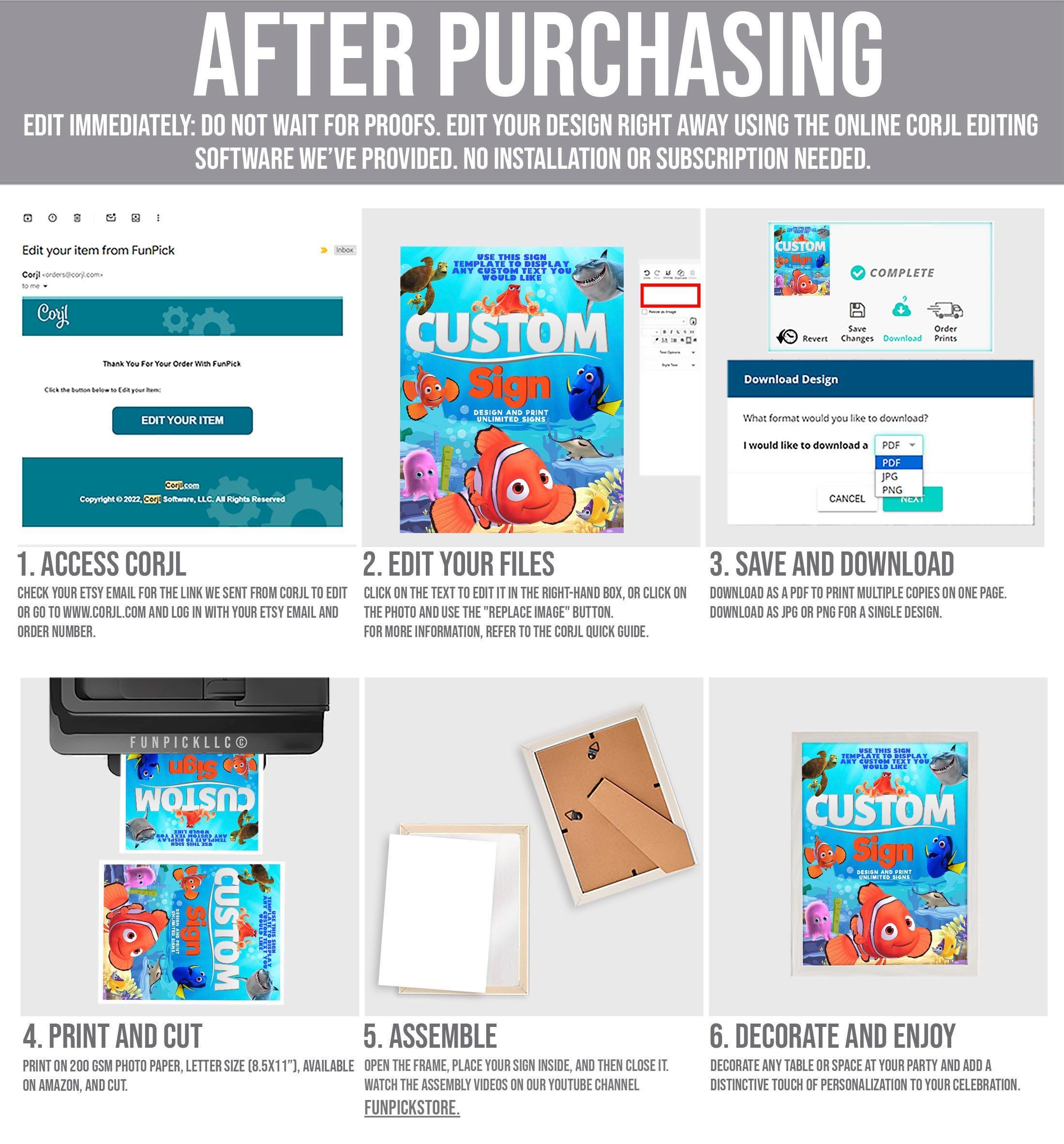 Finding Nemo Birthday Welcome Poster: Editable Ocean Canva for DIY ...