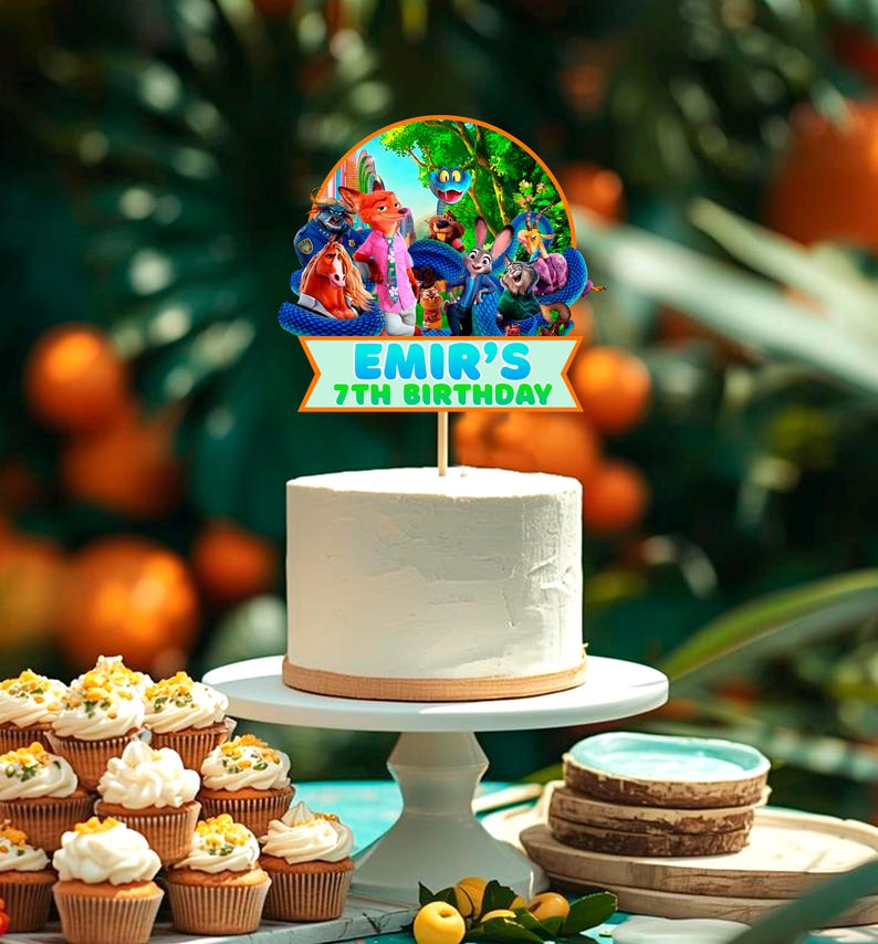 Zootopia Birthday Cake Topper: Zootropolis Cake Decor Template (digital ...