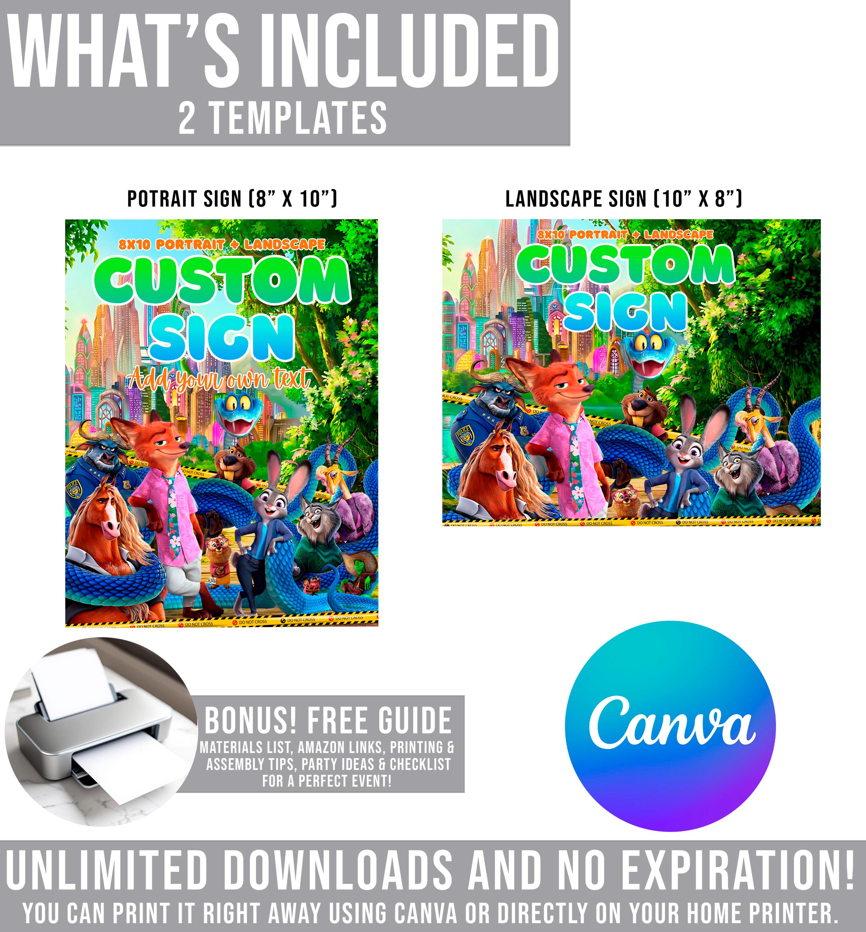 Zootopia Custom Sign: Personalized Welcome Poster Party Decor, (digital ...