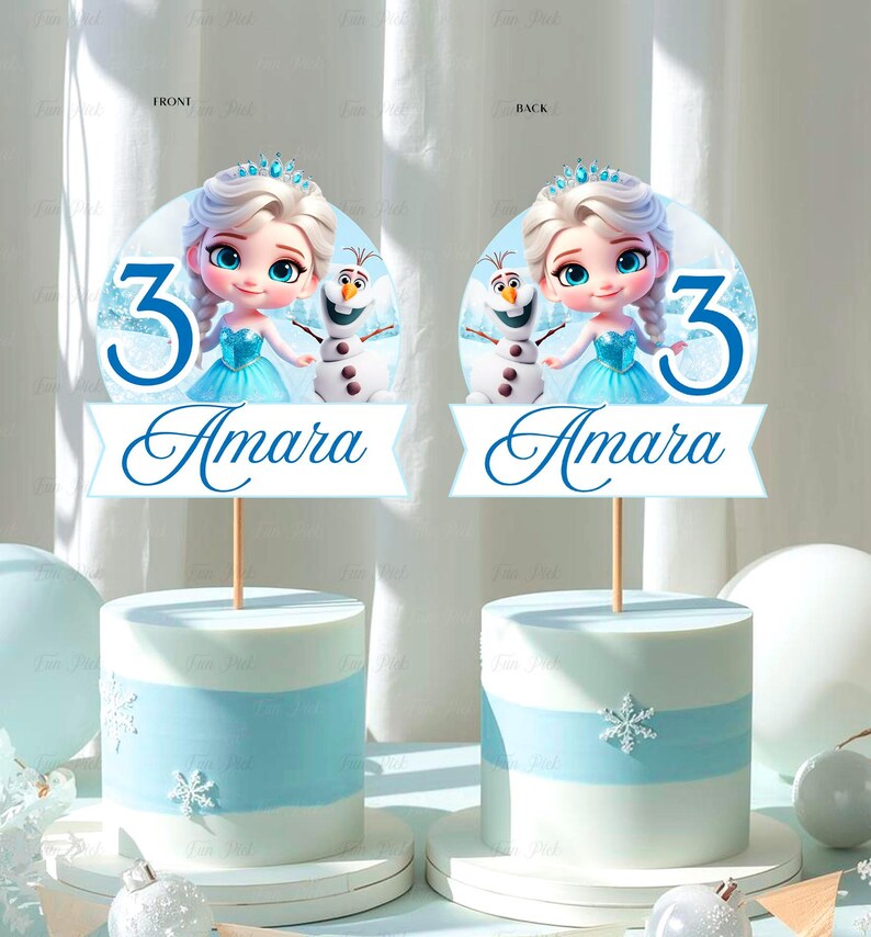Frozen Cake Topper: Elsa and Olaf Girl Birthday Decor, Editable Canva ...