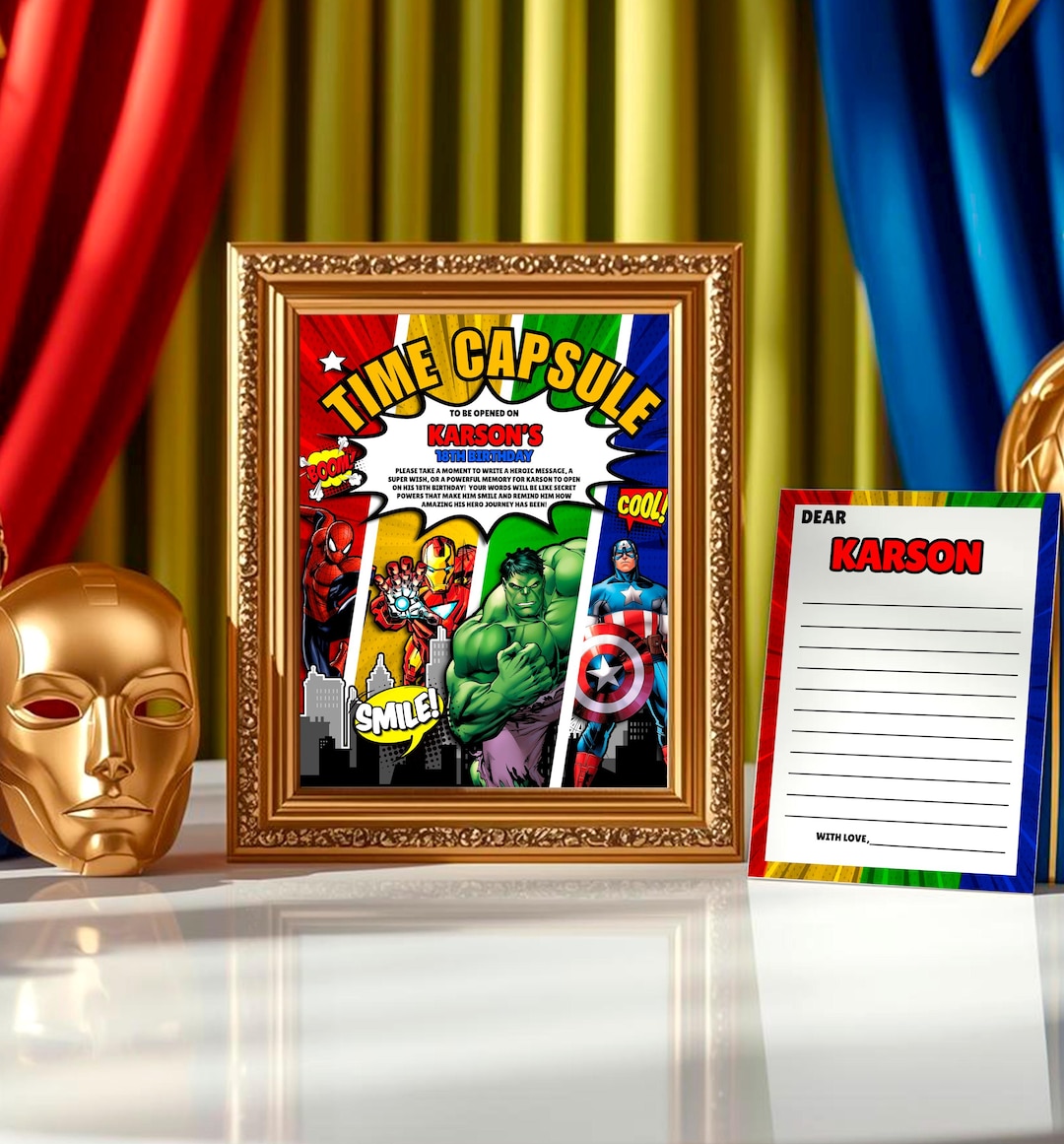 Super Hero Birthday Time Capsule Sign: Comic Book Custom Poster ...