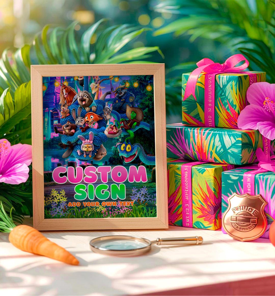 Zootopia Custom Sign: Personalized Welcome Poster Party Decor, (digital ...