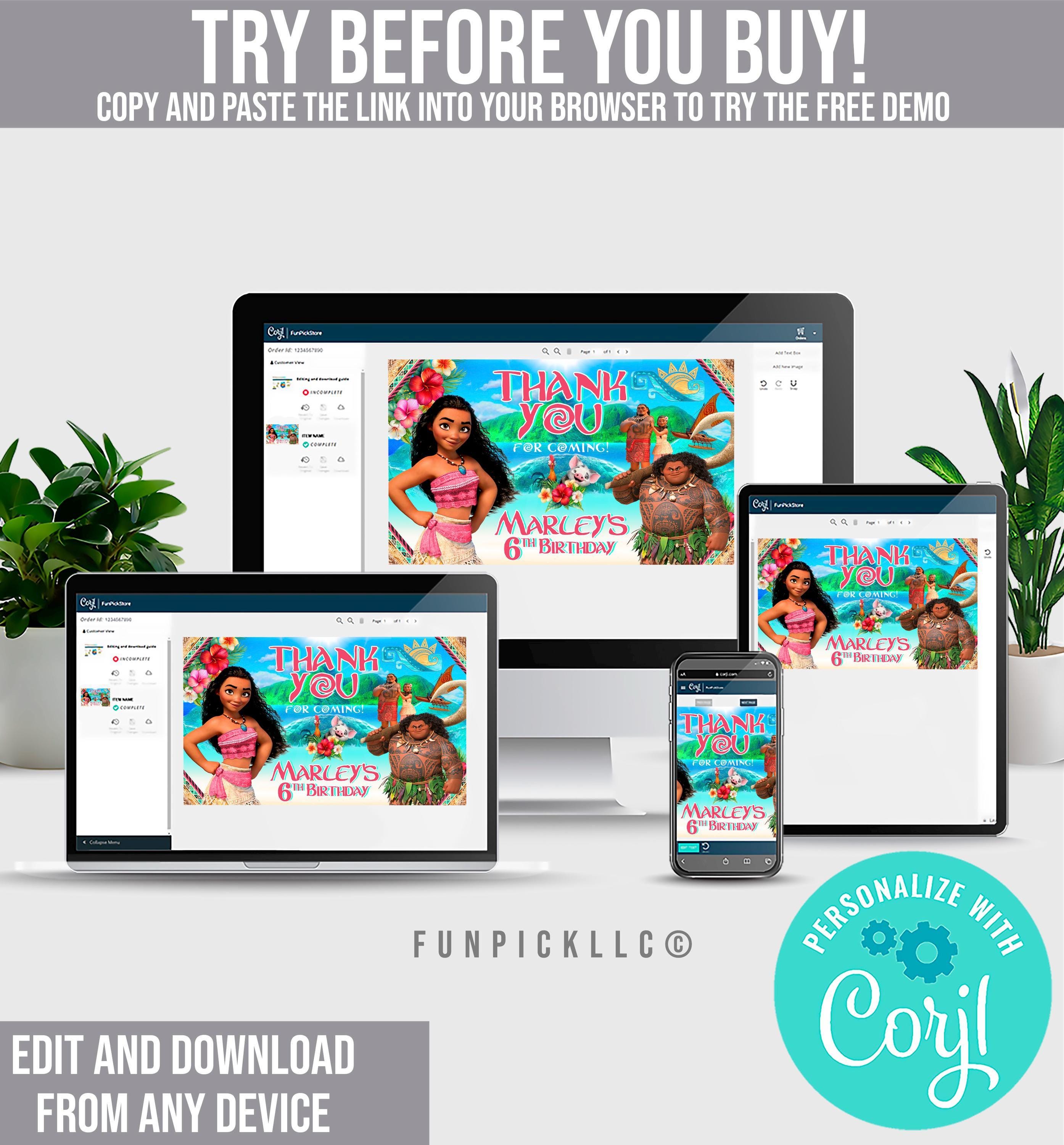 Moana Birthday Box Label: Maui Sticker for DIY (digital Download ...