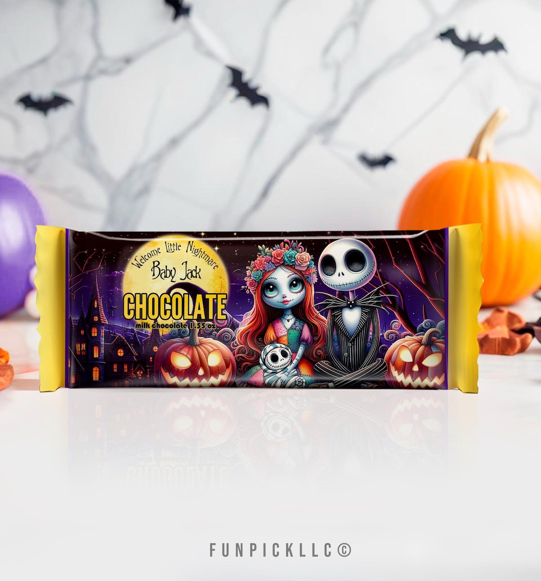 Jack and Sally Baby Shower Chocolate Bar Wrap: Halloween Wrapper ...