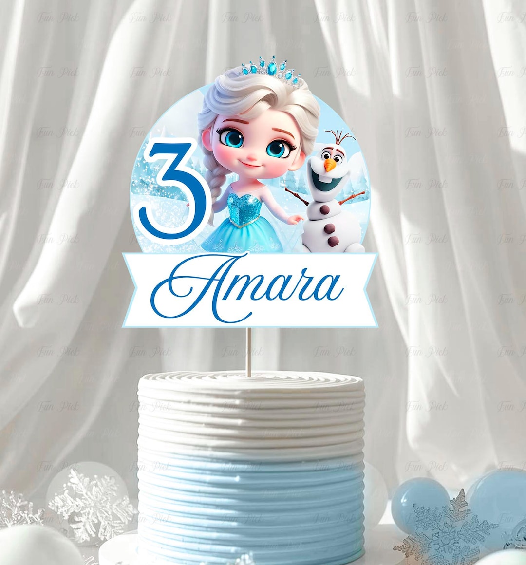 Frozen Cake Topper: Elsa and Olaf Girl Birthday Decor, Editable Canva ...