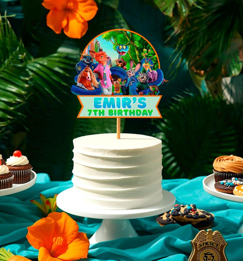 Zootopia Birthday Cake Topper: Zootropolis Cake Decor Template (digital ...