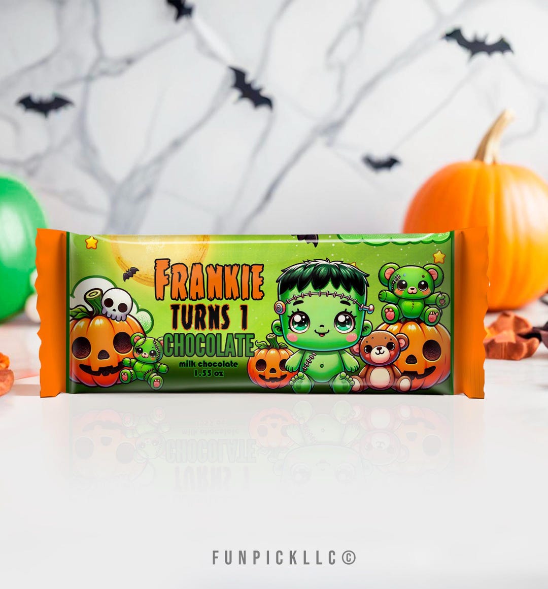 Frankenstein Birthday Chocolate Bar Wrap: Halloween Wrapper (digital ...