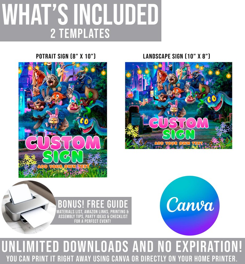 Zootopia Custom Sign: Personalized Welcome Poster Party Decor, (digital ...
