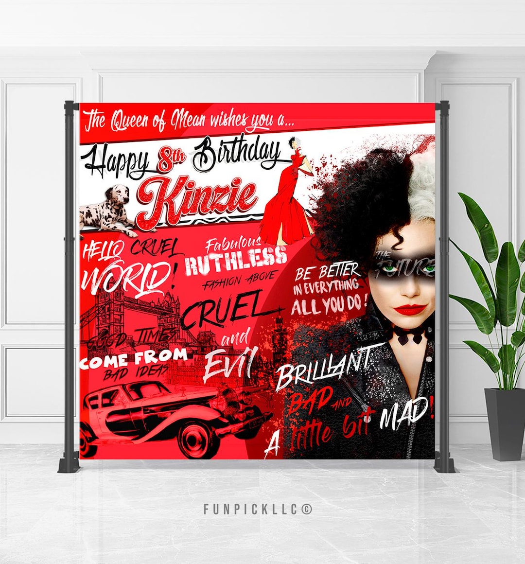 Cruella Birthday Backdrop: 101 Dalmatians Banner (digital Download ...