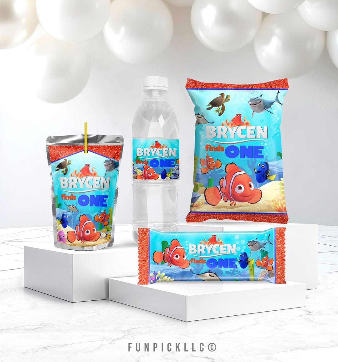 Finding Nemo Birthday Party Kit: Editable Labels, Wrappers (digital ...