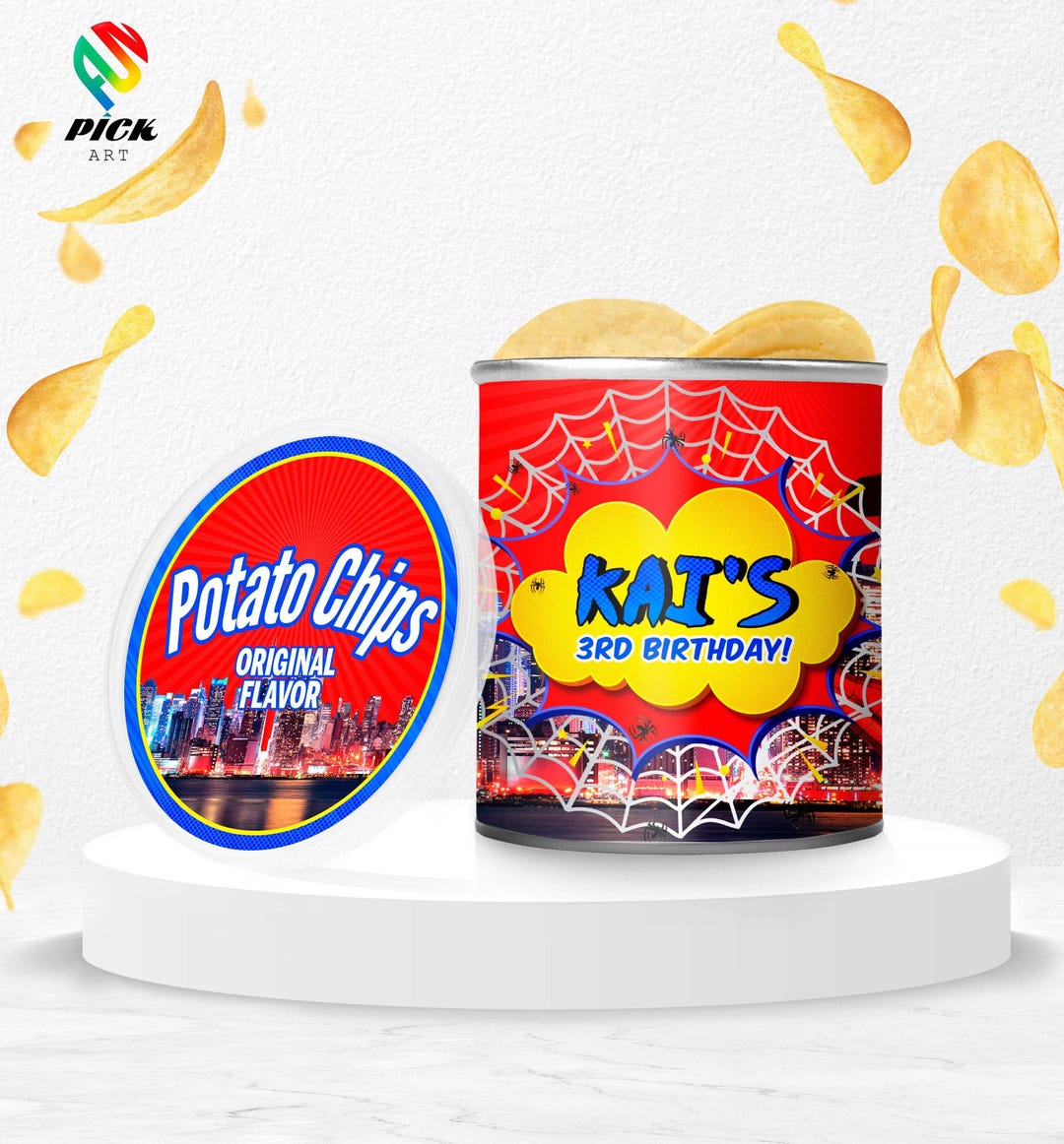 Spider Water Potato Chips Sticker: Spiderman Chips Can Decal (digital ...