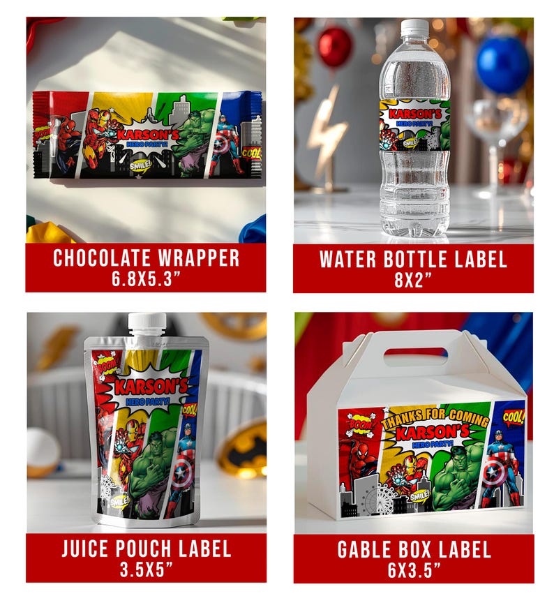 Super Hero Birthday Bundle: Comic Book Template (digital Download ...