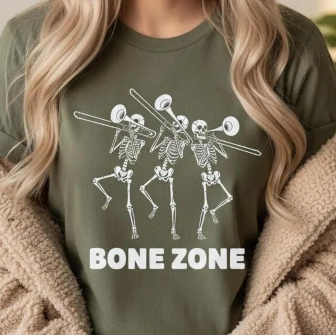 Bone Zone Skeleton Trombone T-shirt - Funny Band Tee - Support Your ...