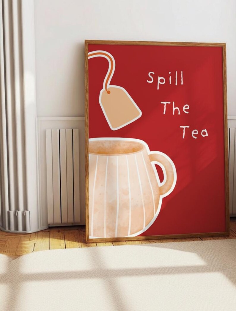 Spill the Tea Wall Art, Retro Kitchen Decor (digital Download) - Etsy