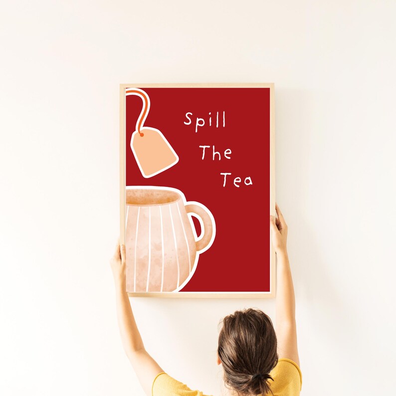 Spill the Tea Wall Art, Retro Kitchen Decor (digital Download) - Etsy