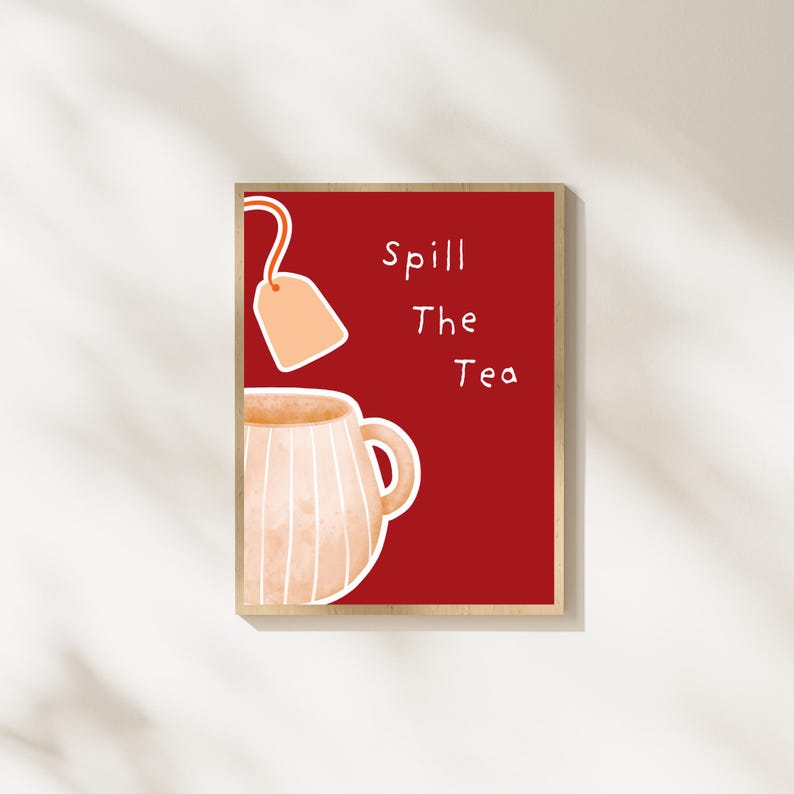 Spill the Tea Wall Art, Retro Kitchen Decor (digital Download) - Etsy
