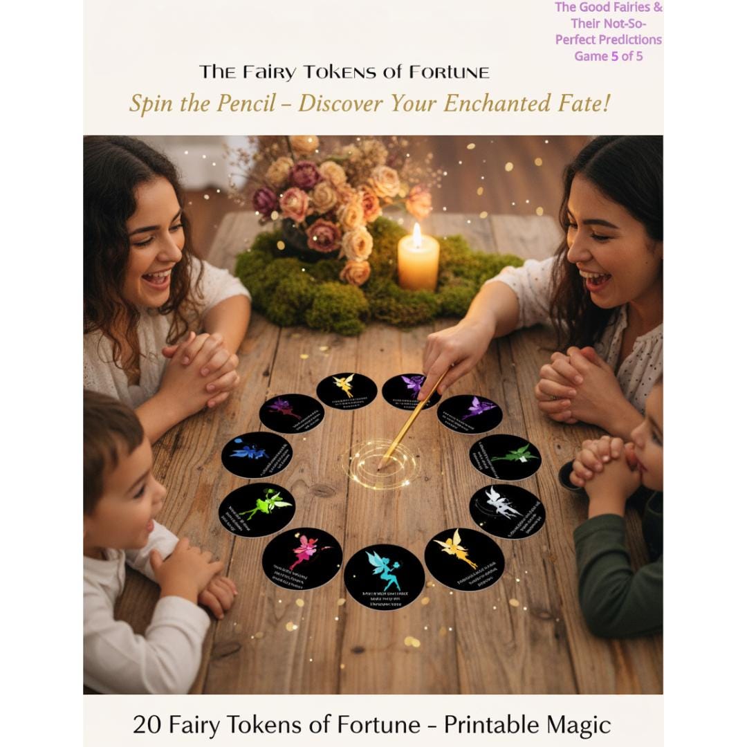 Printable Fairy Fortune Teller Baby Shower Game | 20 Editable Magical ...