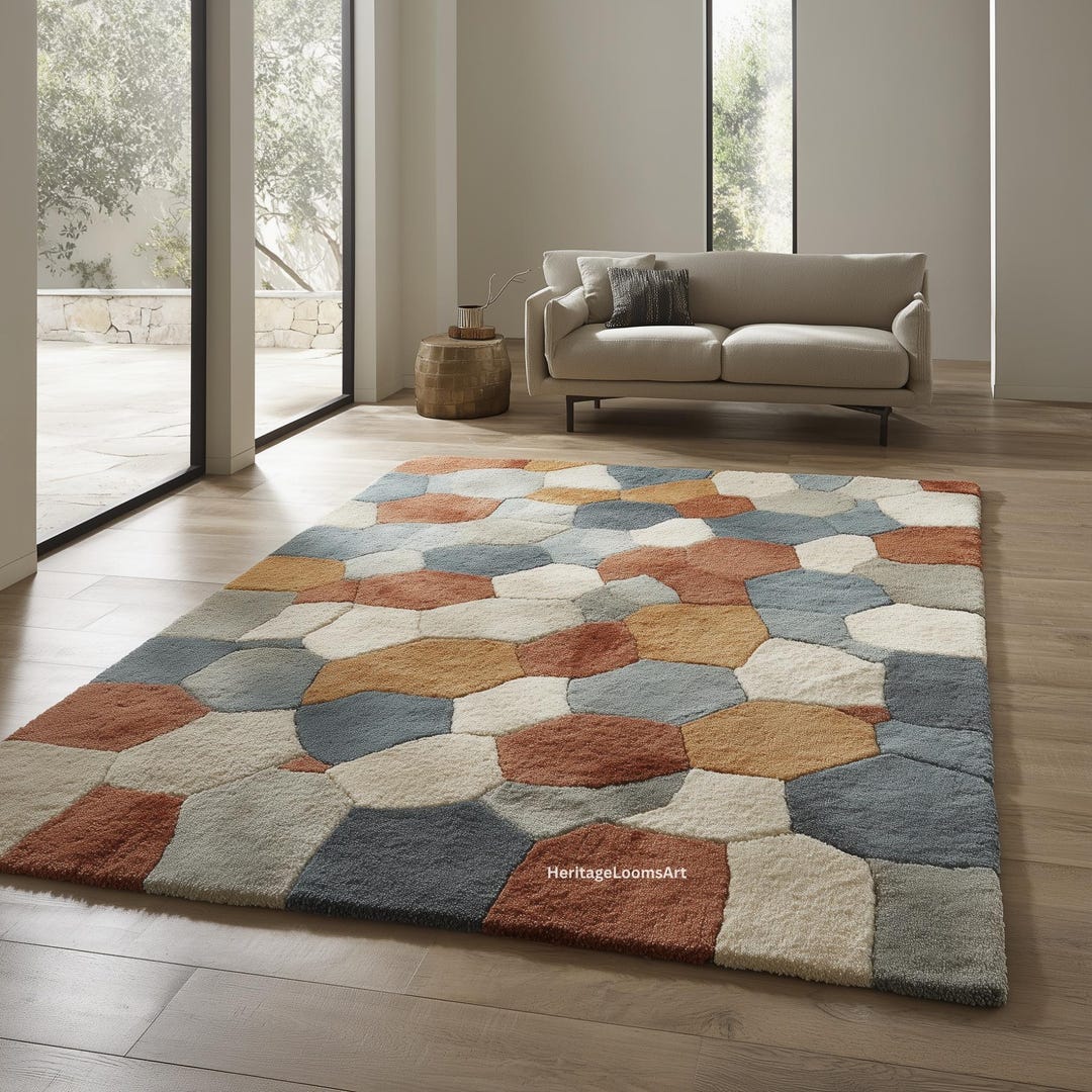 Modern Pebble Rug | Hand Tufted Wool Stone Pattern Carpet | Custom ...
