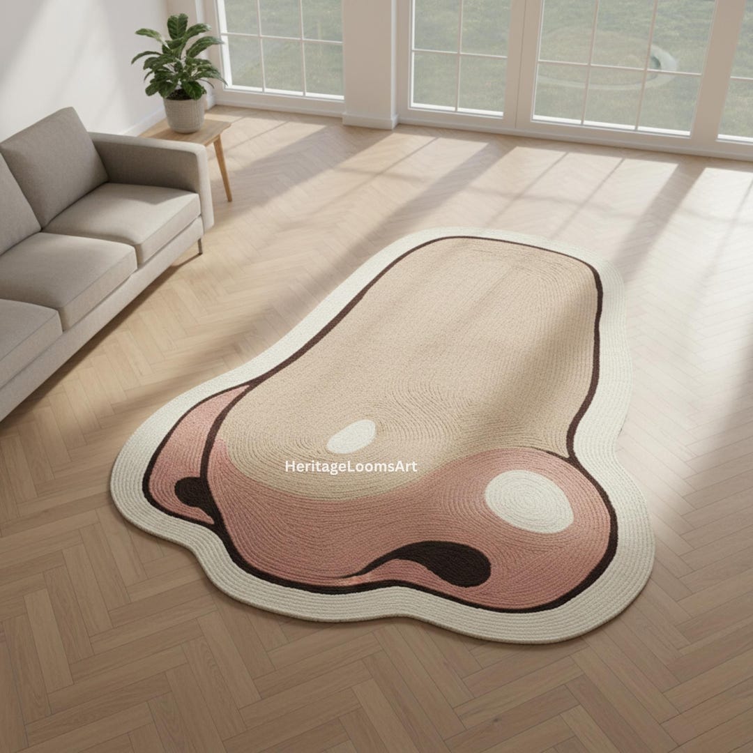 Handmade Abstract Nose Shape Wool Rug – Modern Artistic Irregular ...