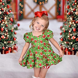Girls Grinch Dress Puff Sleeve - Etsy